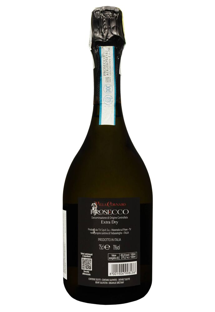 Купити Вино ігристе Villa Cornaro Prosecco DOC Extra Dry Біле Сухе 0.75 ...